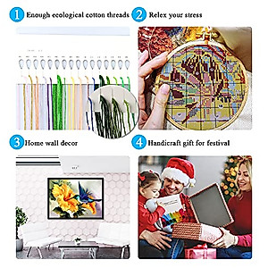 Cross Stitch Kits,Birds Cross Stitch Kits Stamped Cross Stitch for Beginners, Arts and Crafts Embroidery Kits for Home Decor 12x16Inch