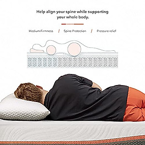 Sweetnight Queen Mattress, 10” Memory Foam Hybrid Mattress in a Box, Individually Wrapped Coils for Motion Isolation, with Moisture Wicking Adaptive Cover, Medium Firm Bed Mattress, Queen Size