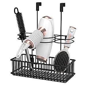 ULG Hair Dryer Holder, Hair Tools Organizer, 3 Adjustable Heights, Hair Care & Styling Tool Holder for Bathroom, Over Cabinet, Wall-Mounted, for Hair Dryer, Curling Wand, Hair Straightener, Black
