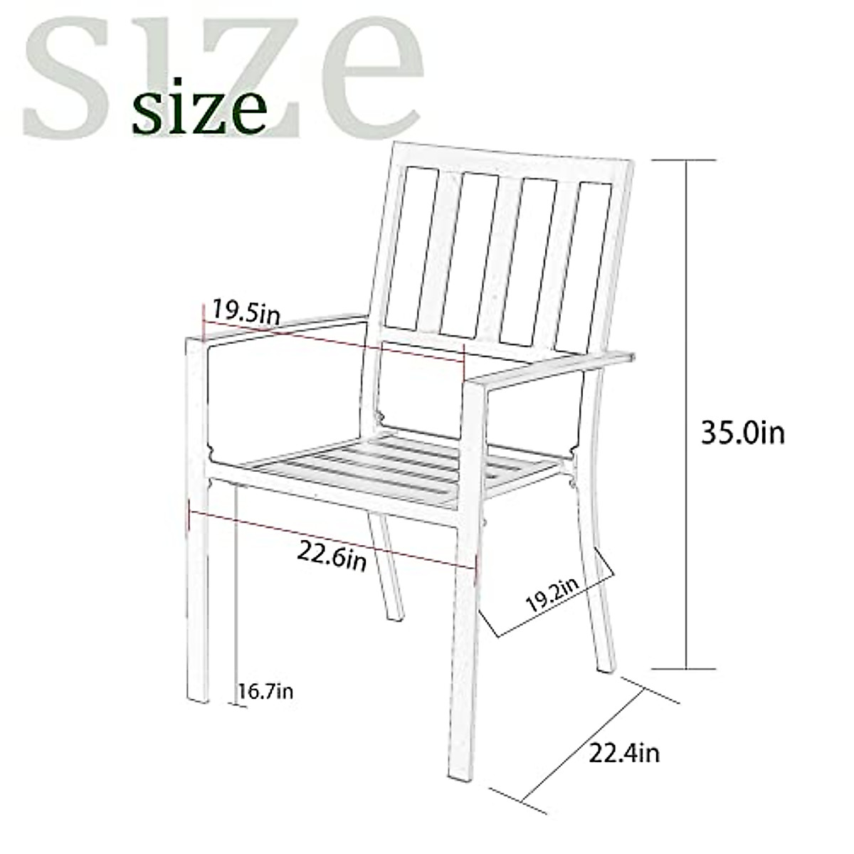 SAILARY Stackable Patio Dining Chairs, Outdoor Metal Chairs with Armrest Support 325lbs, Set of 4…