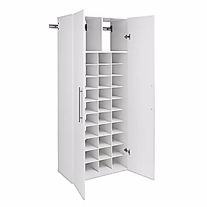 Prepac HangUps Shoe Storage Cabinet, 16"D x 30"W x 72"H, White
