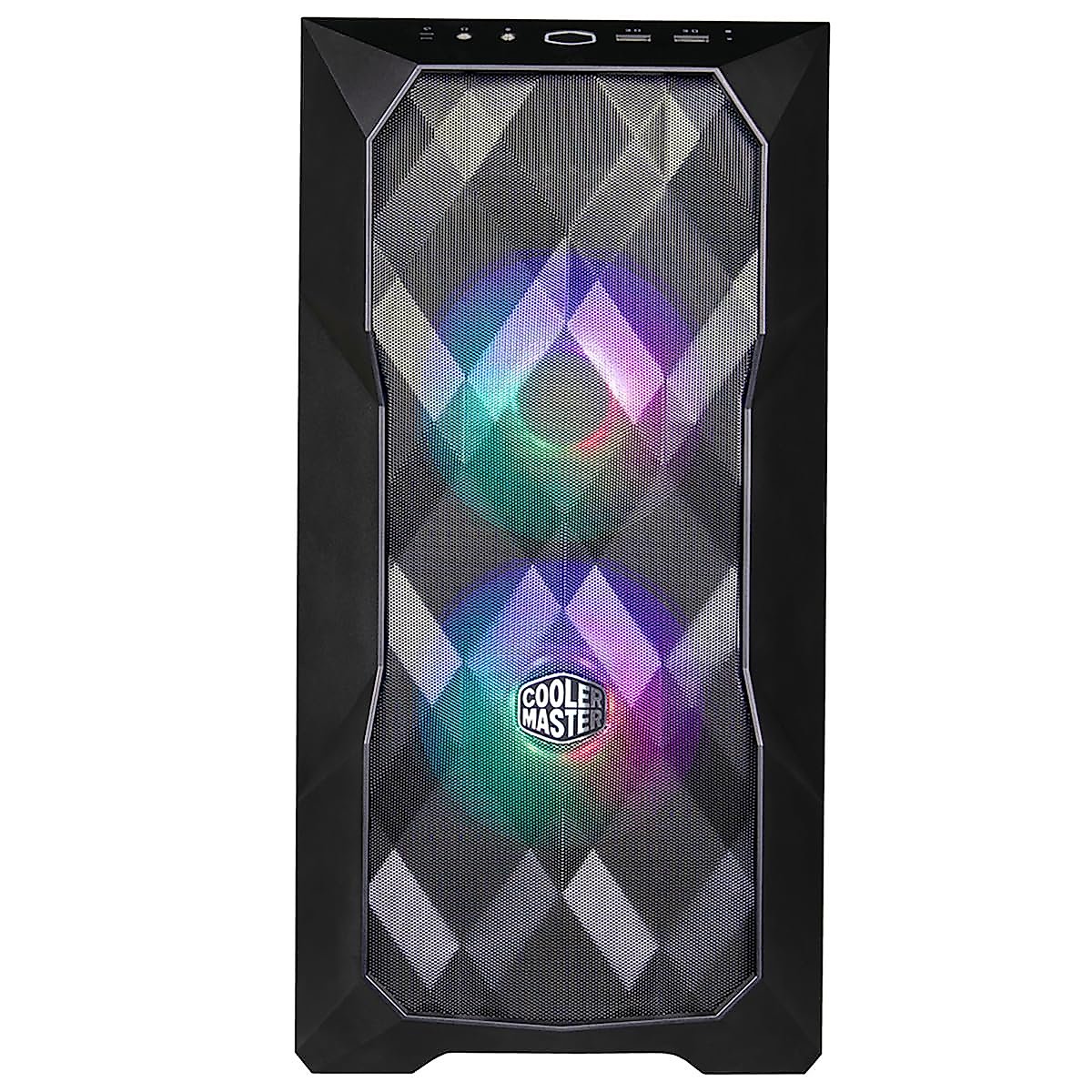 Cooler Master TD300 Mesh Micro-ATX Tower with Polygonal Mesh Front ana Removable Top Panel, ARGB/PWM Hub Tempered Glass, Dual Sickleflow PWM ARGB Lighting Fans