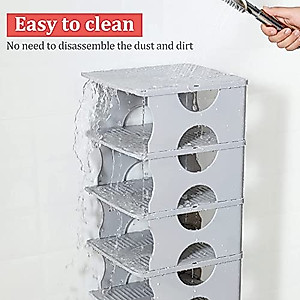 TXALWIQ 6-Tier Shoe Rack,Stackable Storage Organizer for Bedroom Entryway, Adjustable Rack,Shoe Slots Shelf, Easy Clean Tower Rack,Grey