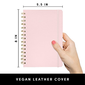 PAPERAGE Lined Spiral Journal Notebook, (Blush), 160 Pages, Medium 5.7 inches x 8 inches - 100 GSM Thick Paper, Hardcover, Double-Wire Spiral Journal & Notebook