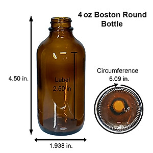 (Pack of 24) 4 oz. Amber Boston Round with Black Glass Dropper