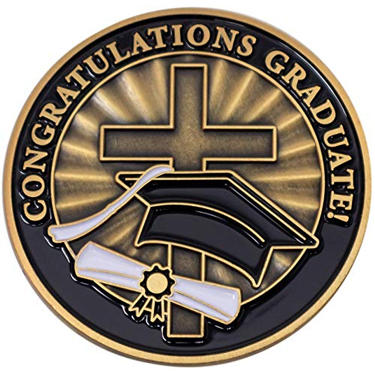 Congratulations Graduate Christian Coin, Religious Graduation Pass Along Token of Rejoicing, for High School, College, and Graduate School, Antique Gold-Color Plated Daniel 1:17 Gift