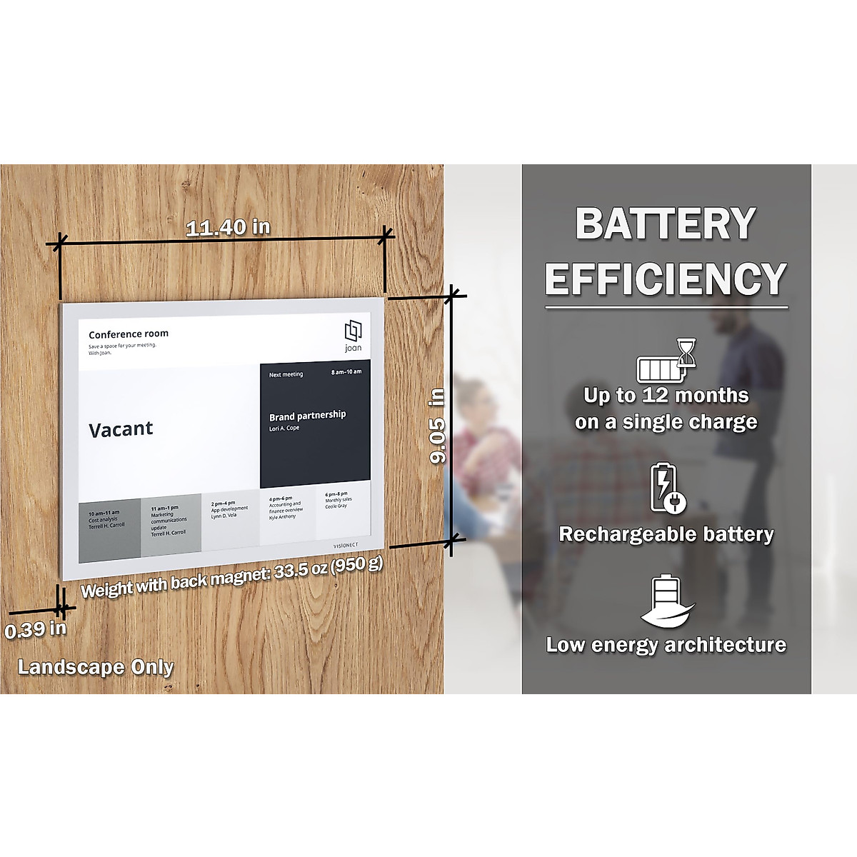 Joan 13 Gray: 13.3" E Ink Screen, Custom Calendars, Sustainable Design. Elevate Meetings and Enhance Your Workspace