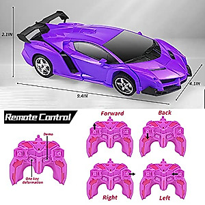 Remote Control Car for Toddlers Boys Girls 4-7 6-8 | Transformation Car Robot - 1:18 Scale Drifting RC Cars Transforming Robot Cars Toys with One Button Deformation - Girls Race