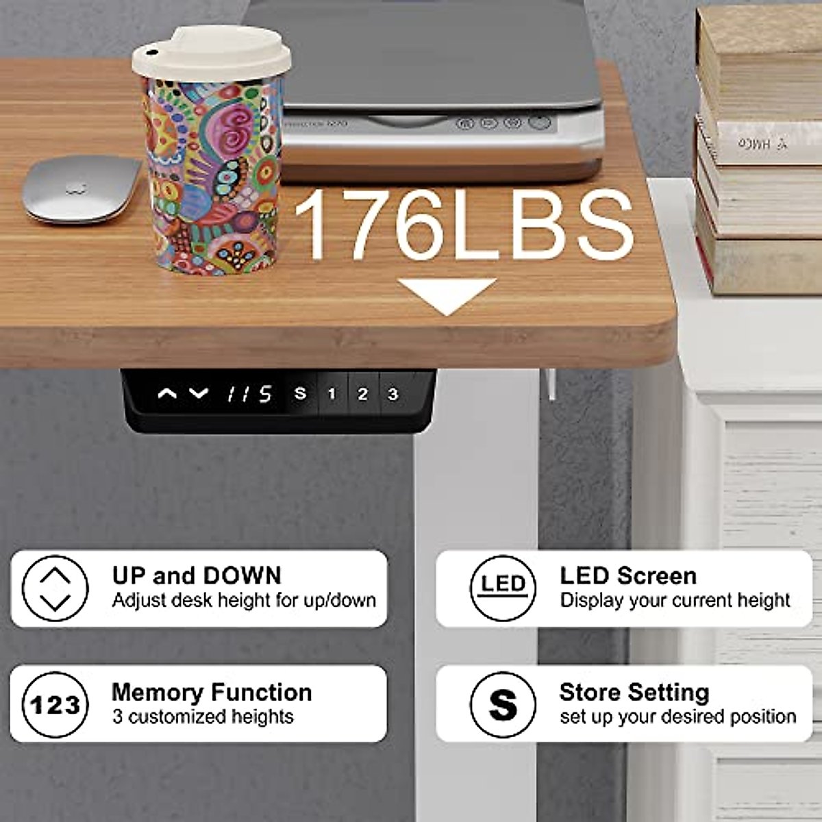 Walsunny Electric Height Adjustable Standing Desk, 63 x 24 Inches Splice Board, Sit Stand Up Computer Table with Memory Preset Controller for Home, Office,White Frame/Walnut Top
