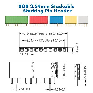 CQRobot 2.54 mm Pitch 4-Pin / 5-Pin / 6-Pin / 8-Pin / 10-Pin Colorful Stackable Stacking Pin PCB Vertical Header Kit. Application to DIY Prototyping Electronic Projects.