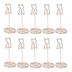 Decorative Shaped Table Number Holder, 10Pcs Metal Place Card Holders Multipurpose Memo Photo Stand Holder for Wedding Party (Cat)
