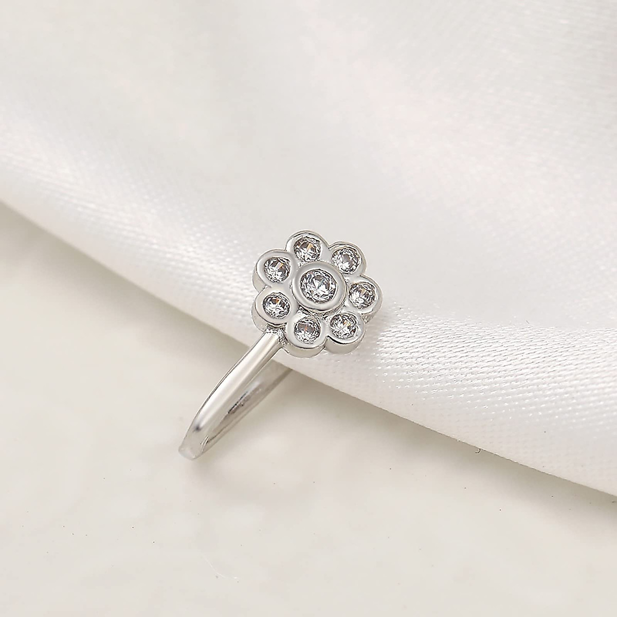 Nose Adjustable Ring for Women Fake Ring Piercing Nose Non-Piercing Fake Ring Nose Ring Clip-On Nose Jewelry Nose Piercing Jewelry Stud (B, One Size)