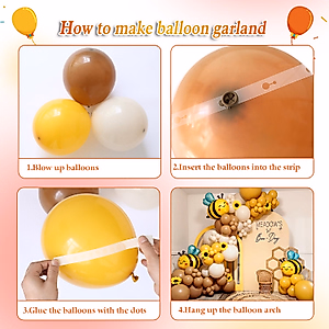 Bee Balloons Arch Kit Mustard Yellow Sand White Brown Bee Balloons for Bee Baby Shower Party Decorations, Gender Reveal Mama to Bee Party Fall Wedding Birthday Party Supplies