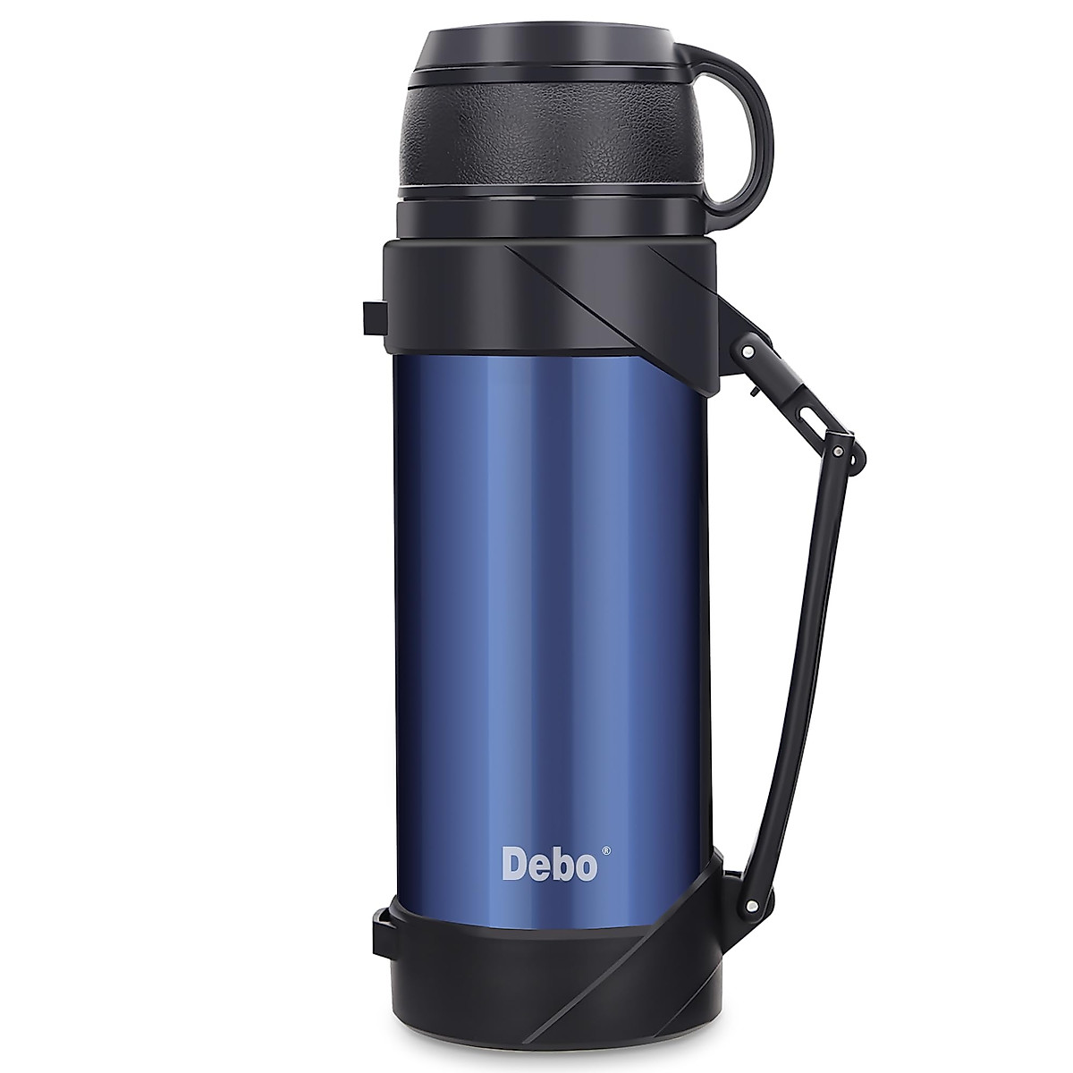 Insulated Vacuum Bottle 41oz,Travel Thermos For Hot/Cold Drink,18/8 Stainless Steel Water Bottles Bpa Free, Vacuum Bottle With 2 Plastic Cup,Thermos For Hot Drink For 24 Hours.(Starry Blue)