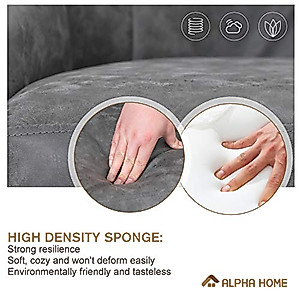 ALPHA HOME Swivel Bar Stool Adjustable Airlift Counter Height Bar Stool Kitchen Dining Cafe Hydraulic PU Leather Bar Chair with Padded Back and Black Chromed Metal Base, Grey,1PC