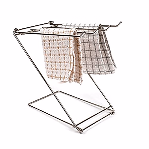 LENITH Stainless Steel Washcloth Holder Dish Rag Cloth Holder, 4 Arms Folding Towel Drying Rack for Kitchen countertop Bathroom, Hand Towel Stand Rack, Silver