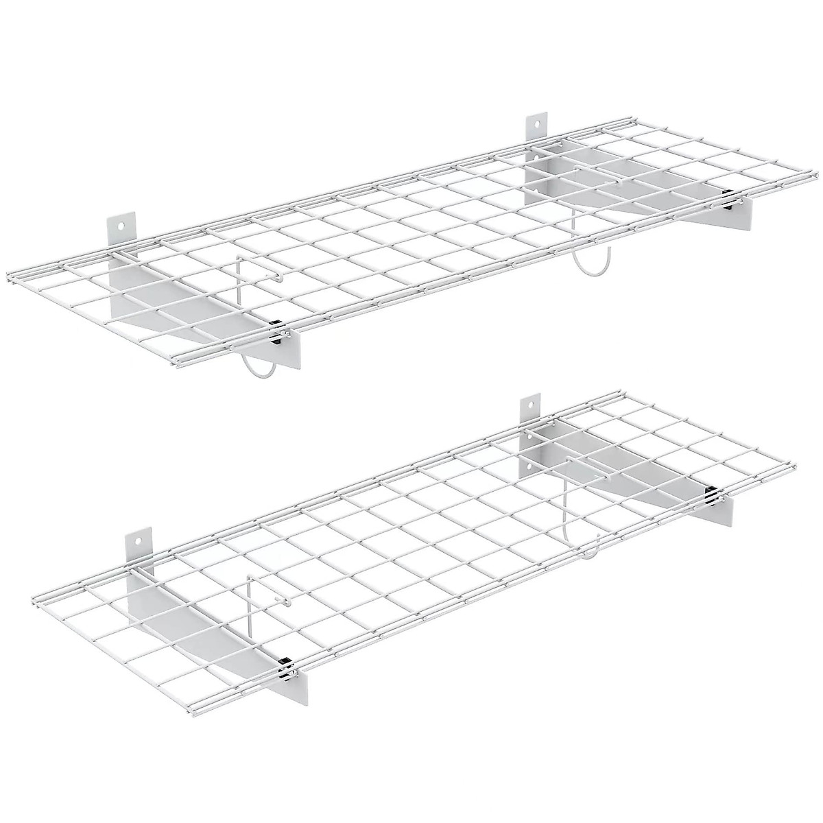 TORACK 2 Pack Garage Storage System Shelves, 15" x 45" Wall Mounted Wire Shelves for Storage Heavy Duty Garage Wall Shelving(Pack of 2, White)