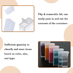 Fashewelry 100Pcs Plastic Flip Top Seed Bead Small Storage Containers 2x1" Rectangle Transparent Clear Box Package Candy Favor Empty Box Organizers