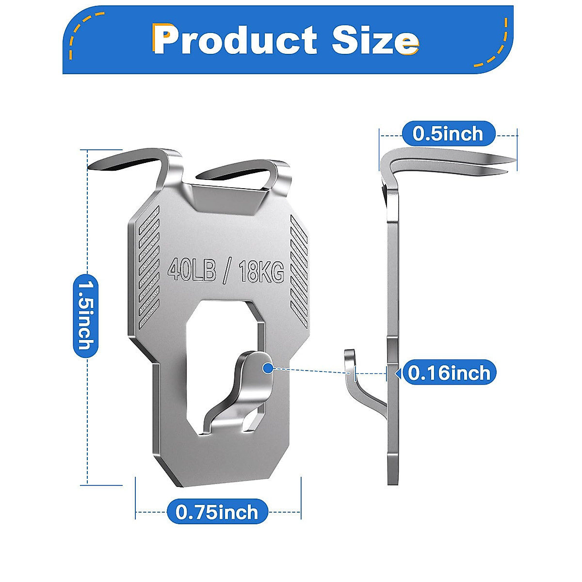 20Pcs Claw Drywall Picture Hanger: Wall Hooks for Hanging Picture Mirror Photo Poster Kit - No Damage Heavy Duty Wall Hanger for Room Office Decor Easy Tool-Free Nail-Free Holds Up to 40Lbs (20)