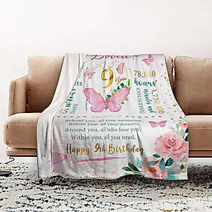 Vervehub 9 Year Old Girl Birthday Gifts Blanket 50"X40", 9 Year Old Girls Gift, Birthday Gifts for 9 Year Old Girls, Best Presents for 9 Year Old Girls, 9 Yr Old Girl Gift, 9th Birthday Gifts