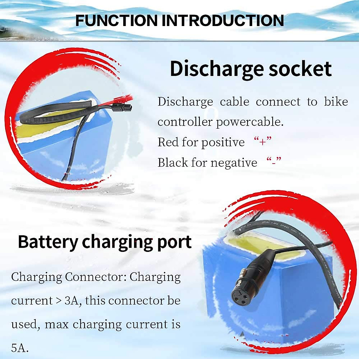 Ebike Battery 48V 20AH with Charger for Ebike, Go Kart, Scooter 1000W 750W 500W - Waterproof PVC Lithium Battery Pack