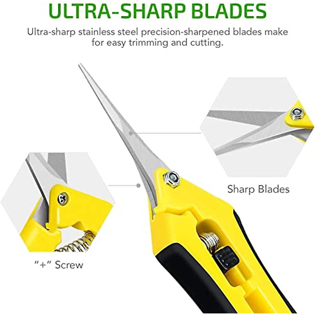 iPower 4-Pack 6.5 Inch Gardening Hand Pruner Pruning Shears Trimming Scissors with Straight Stainless Steel Blades for Bonsai, Herb, Bud, Hedge, Yellow