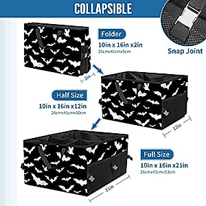 GACTIVITY Black And White Goth Bats Car Trunk Organizer,Collapsible Cargo Storage Tote Bag,Non Slip,3 Divider Compartments, Automotive Interior Accessories for Auto SUV Truck Vehicle Picnic Camping