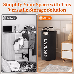 Lifewit 100L 2-Pack Large Laundry Basket, Collapsible Laundry Hamper with Aluminum Handles, Waterproof Freestanding Dirty Clothes Hampers for Laundry Room Bedroom Dorm Bathroom, Black