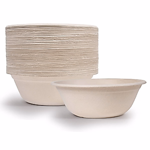 Upper Midland Products 40 oz Disposable Eco Bowls Large 50 Pack Beige