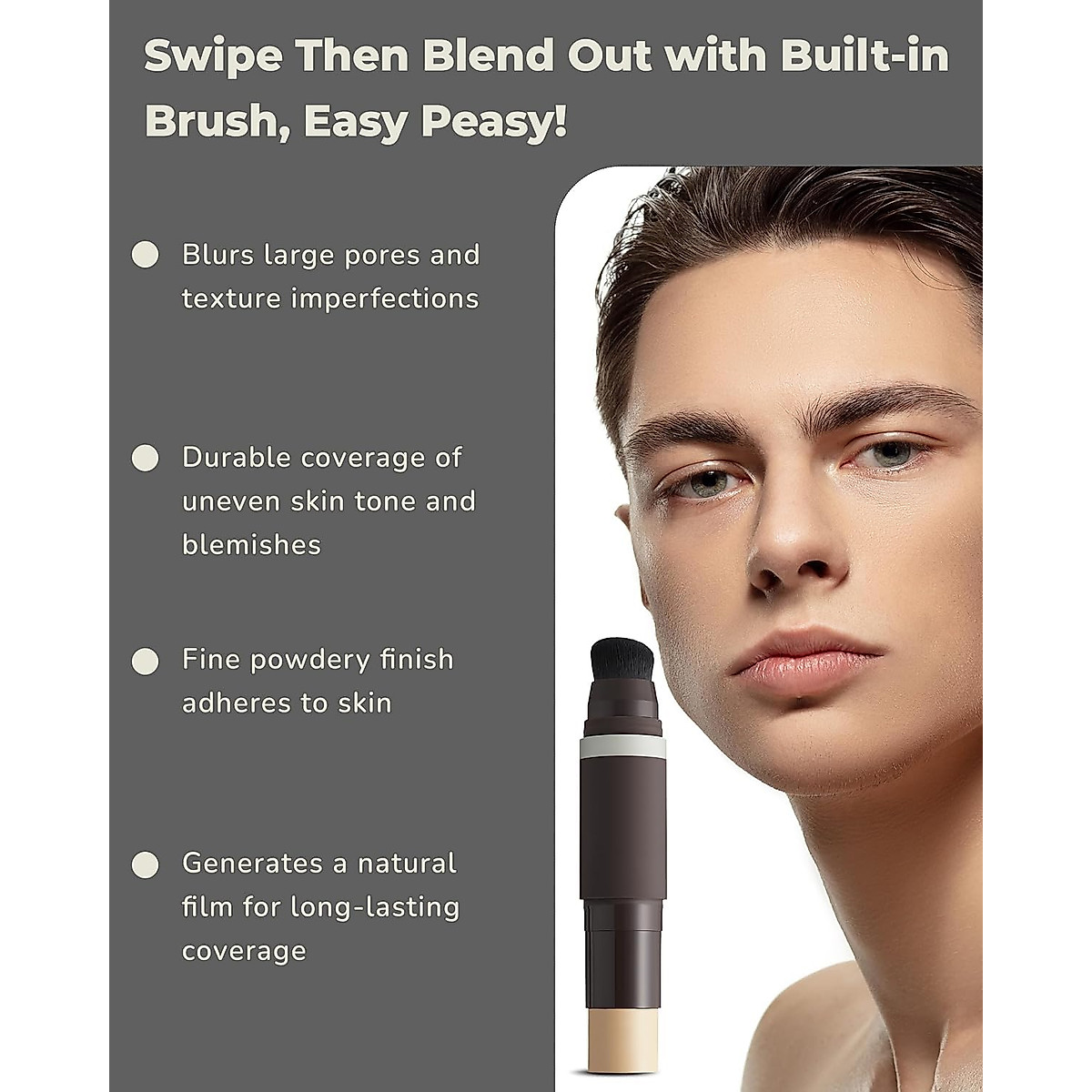 OBgE Natural Cover Foundation #23 (Beige, 0.5oz)- Stick Foundation with Brush for Flawless Skin Tone Correction and Coverage. Long-Lasting Wear for Daily Use.