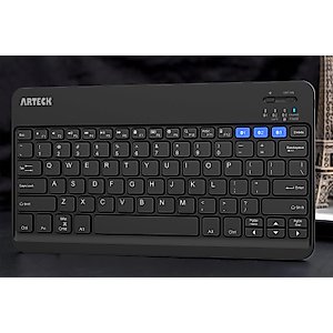 Arteck HB220B Universal Backlit 7-Colors & Adjustable Brightness Multi-Device Slim Portable Wireless Bluetooth 3.0 Keyboard for iOS, Android, Windows Tablet PC Smartphone Built in Rechargeable Battery