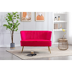 ZOBIDO Velvet Couch Modern Loveseat Sofa Twin Size Contemporary Sofas Upholstered Couch with Contemporary Velvet Upholstered Sofa Couch for Living Room and Bedroom (Rose red)
