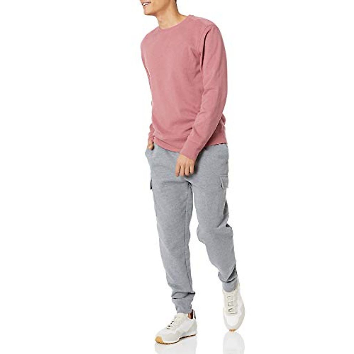 Amazon Essentials Men's Long-Sleeve Lightweight French Terry Crewneck Sweatshirt, Pink, X-Large