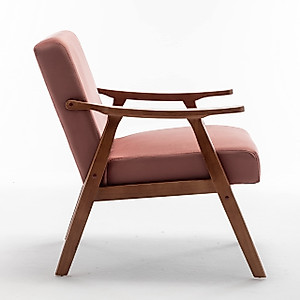 Container Furniture Direct Accent Chair with Microfiber Upholstery and Solid Wood Frame, Classic Mid-Century Modern Living Room Furniture for Extra Seating, 30.31" D x 26.37" W x 31.88" H, Rose