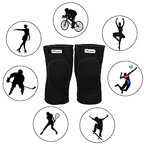 Bezioner Knee Pads Volleyball,Thick Sponge Anti-Slip,Dance Knee Pads for Women Yoga Basketball Football Youth Girls Black S
