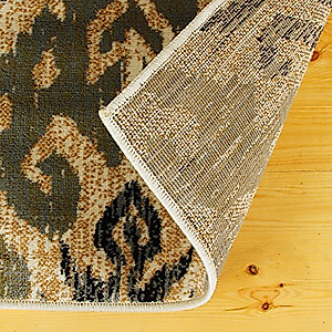 Superior 8mm Pile Height with Jute Backing, Gorgeous Ikat Damask Pattern, Fashionable and Affordable Woven Rugs, 8' x 10' Rug, Beige