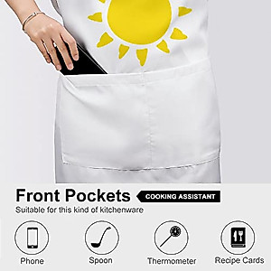 Adjustable Bib Apron with 2 Pockets Garden Sun Chef Kitchen Cooking Aprons for Women Men Restaurant BBQ Painting