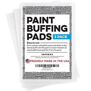 IMPRESA [3 Pack XL Paint Buffing Pads for Glitter Wall Paint - for use with Glitter Paint Additives (4 x 6) Made in the USA