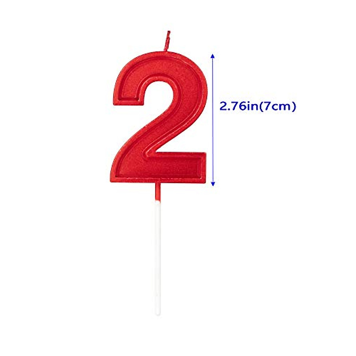 2.76in Birthday Candles Glitter Cake Red Number 2 Candles Topper Decoration for Wedding Anniversary,Kids and Adults Party Celebration (RED Number 2)