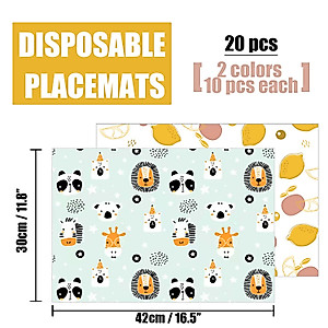 CNYMANY 40 pcs Disposable Bibs and Placemats for Baby, Leak Proof Travel Feeding Bibs and Place Mats for Infants Toddlers for Traveling and Outdoor Use