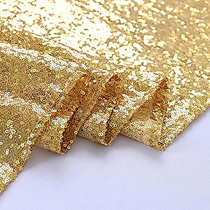 Trlyc Gold Sequin Tablecloth - 60x84inch Glitter Tablecloth Rectangle Party Wedding Christmas Table Cloth