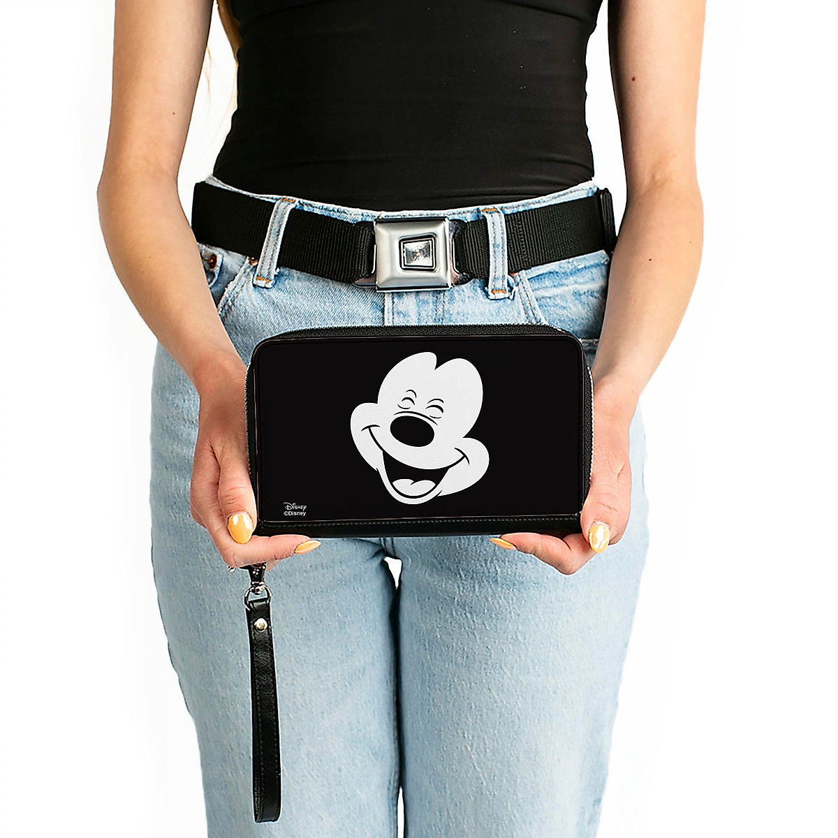 Buckle-Down Women's PU Zip Around Wallet Rectangle-Mickey Mouse, 7.5"x4.5"