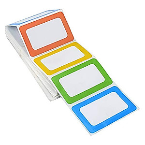 FungLam 4 Colors Plain Name Tag Stickers 200 Labels for Office, School, Teachers, Meeting and Mailing