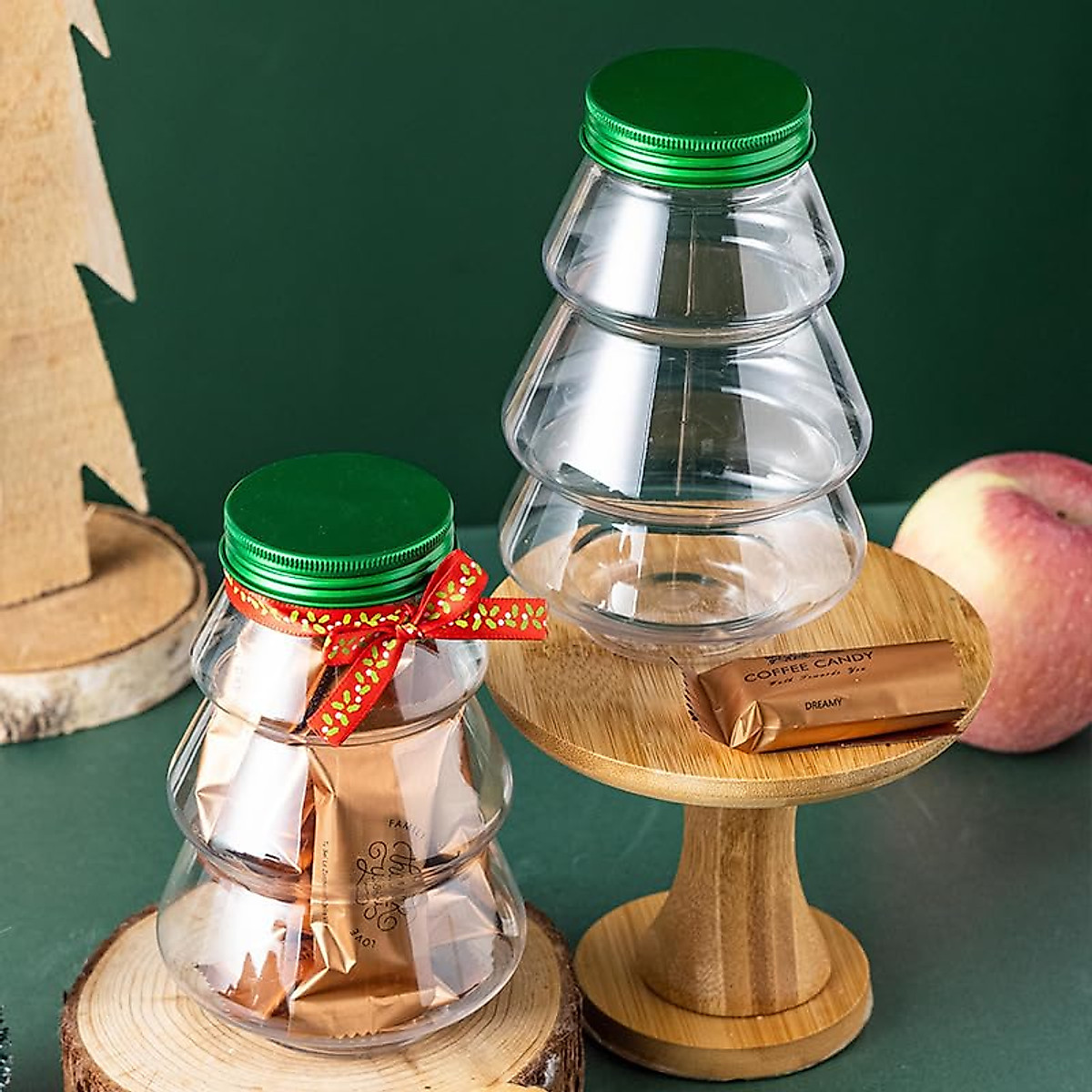 1 Pcs Christmas Tree Candy Jar Cookie Jars Xmas Biscuits Jars Candy Bottles Empty Beverage Bottles Holiday Bottle for Christmas Party Favors Clear Pumpkin Candy Jar Plastic
