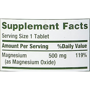 Nature's Bounty High Potency Magnesium 500mg, 200 Tablets (2 X 100 Count Bottles)