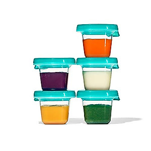 OXO Tot Silicone Baby Food Storage Containers, Teal, Set of Six 2oz Containers