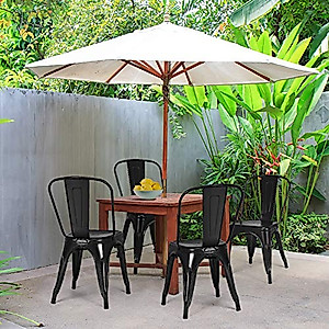 COSTWAY Metal Bar stools Set of 4, with Removable Back, Cafe Side Chairs with Rubber Feet, Stylish and Modern Chairs, for Kitchen, Dining Rooms, and Side Bar