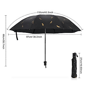 BUKPUD Compact Windproof Umbrellas - Folding Sun & Rain Umbrella - Durable and Lightweight Umbrella for Men Women Kids Adults - Portable Backpack Travel Umbrella (Black)
