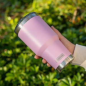 koodee 30 oz Tumbler with Lid and Straw Stainless Steel Double Wall Vacuum Insulated Travel Coffee Mug Cup with Handle, Spill Proof (30 oz Purple Pink)