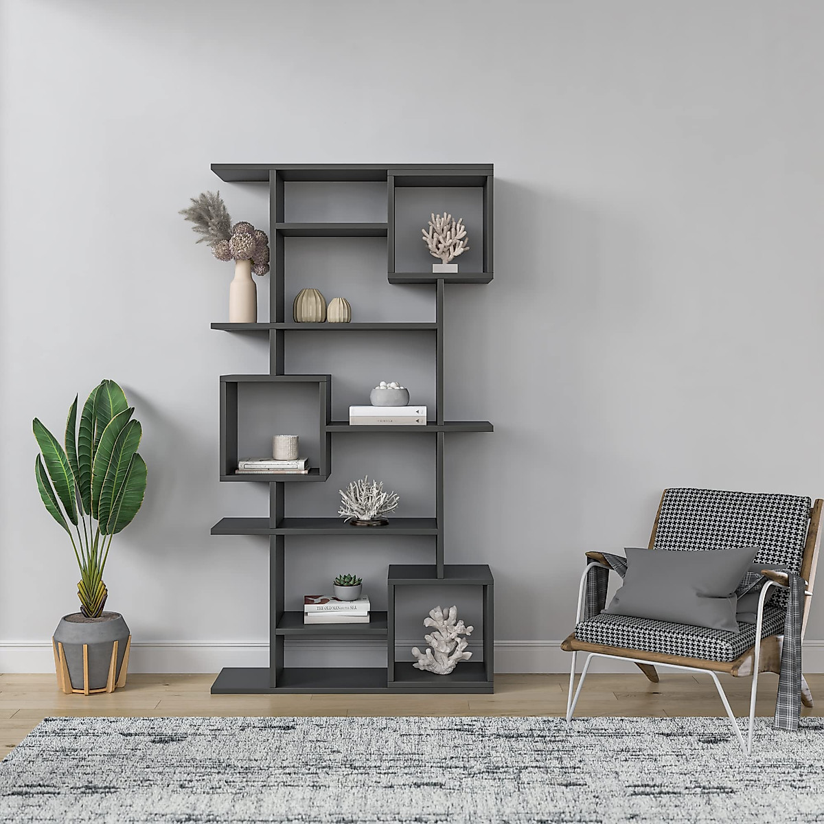 Ada Home Décor Barrett Bookcase, 36'' x 68'' x 11'', Oak